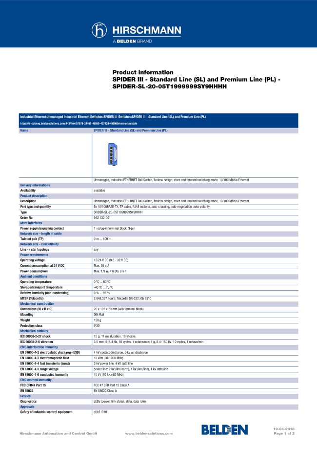 Communication Hubs - Unmanaged Ethernet Switches, SPIDER Series ...