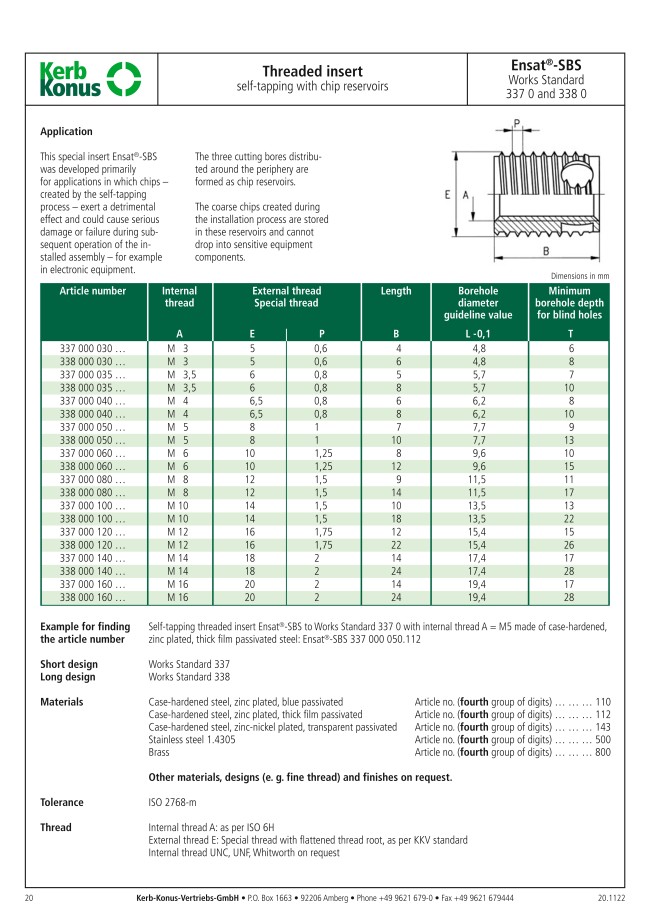 Inserts - Self Tapping, Chip-Free, Long, Type 338 | KKV | MISUMI