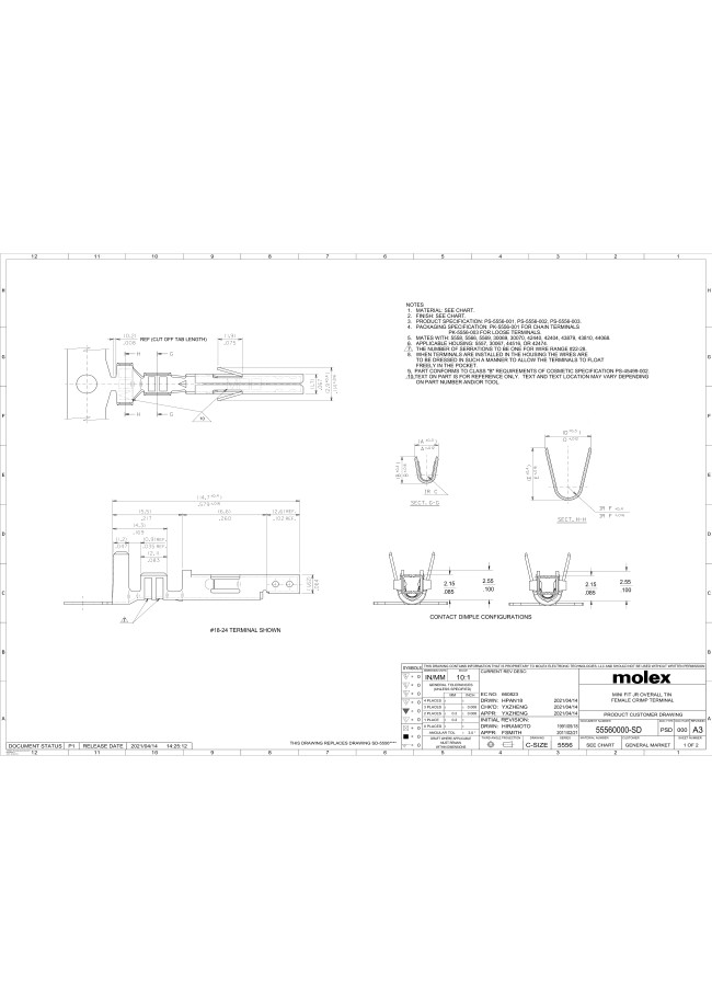 5556PBT | Contacts - Connector Terminal, 4.2 mm Pitch, 5556 Series ...