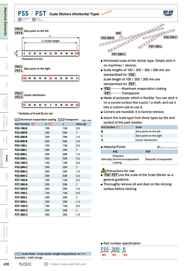 Scale Stickers - Horizontal, FSS/FST | NBK | MISUMI
