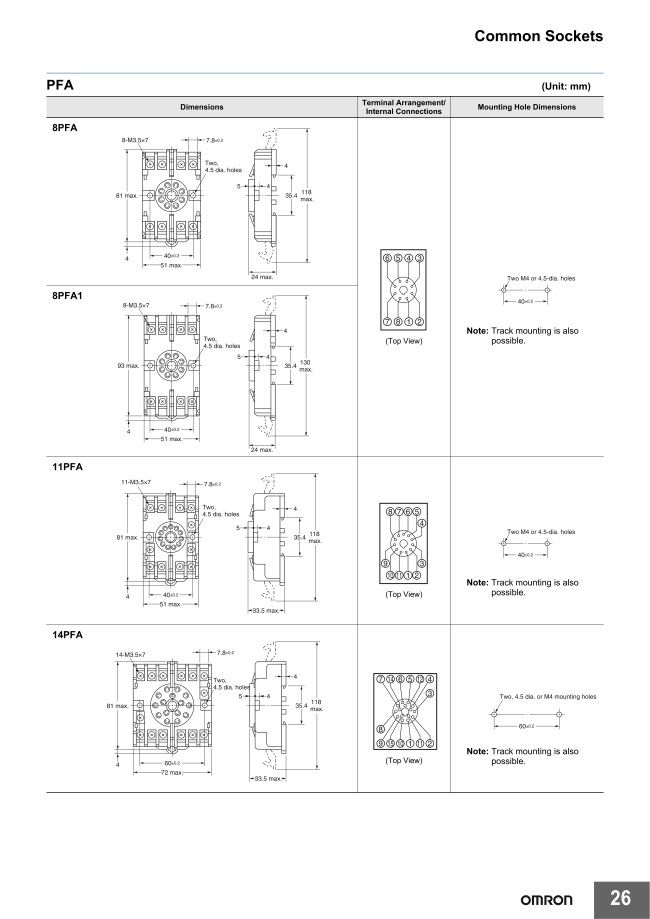 PF085A | Relay Sockets - Back-Connecting, Selectable Shapes | OMRON ...