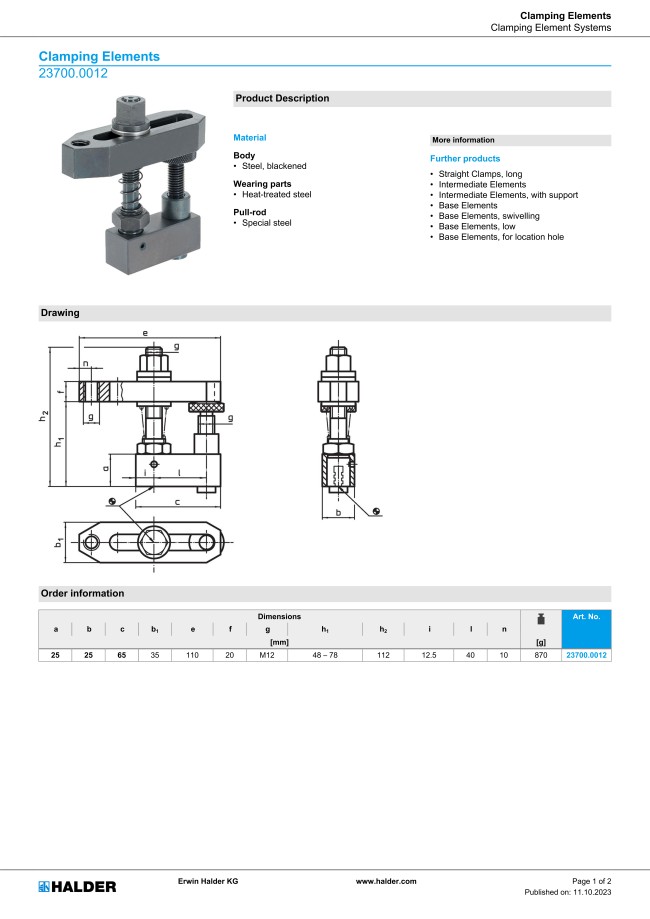 Clamping Element Systems - Vertical Hold Down, Stainless Steel | HALDER ...