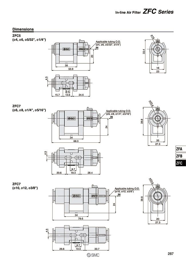 ZFC54-B | Inline Air Filter - ZFC Series | SMC | MISUMI