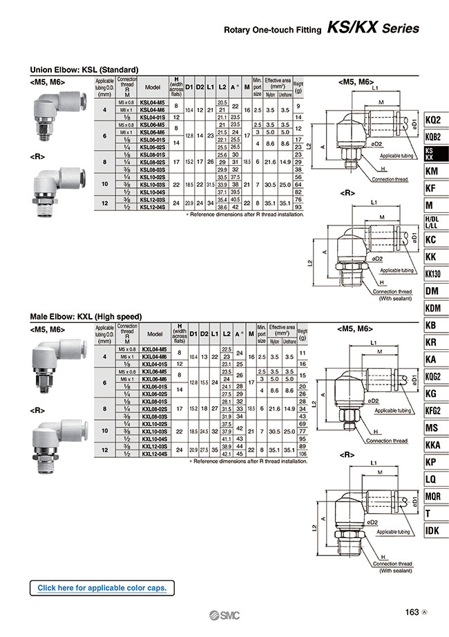 KSL06-01S | Push to Connect Fittings - 90° Elbow, Swivel, Male NPT/UNF ...