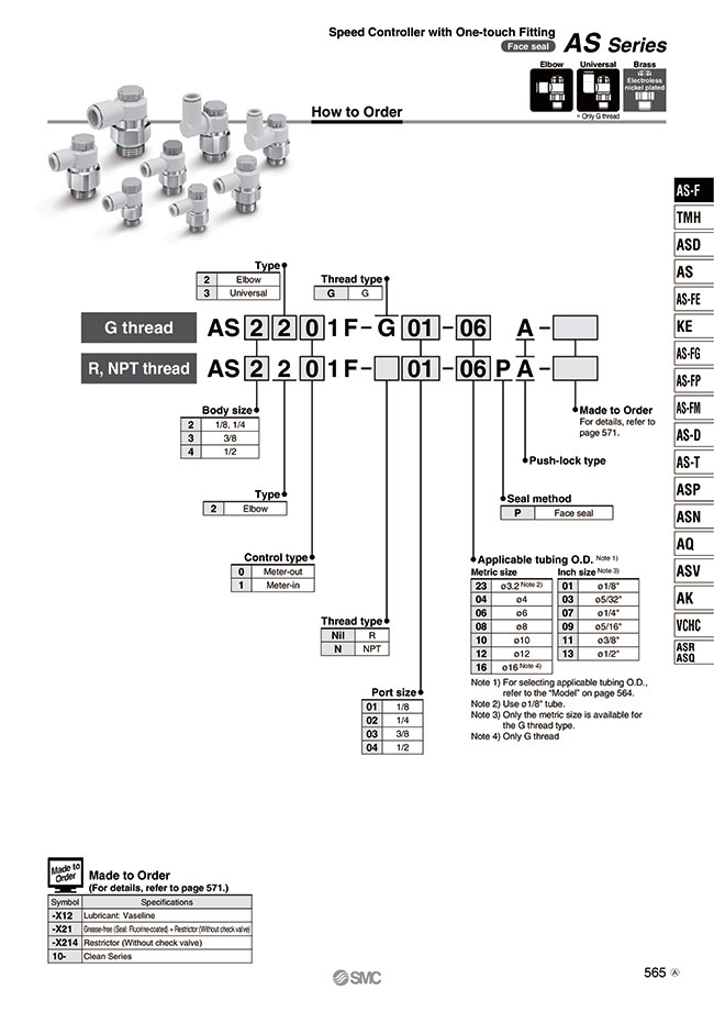AS4201F-G04-12A | Flow Controls - Universal and Standard Elbow Push to ...