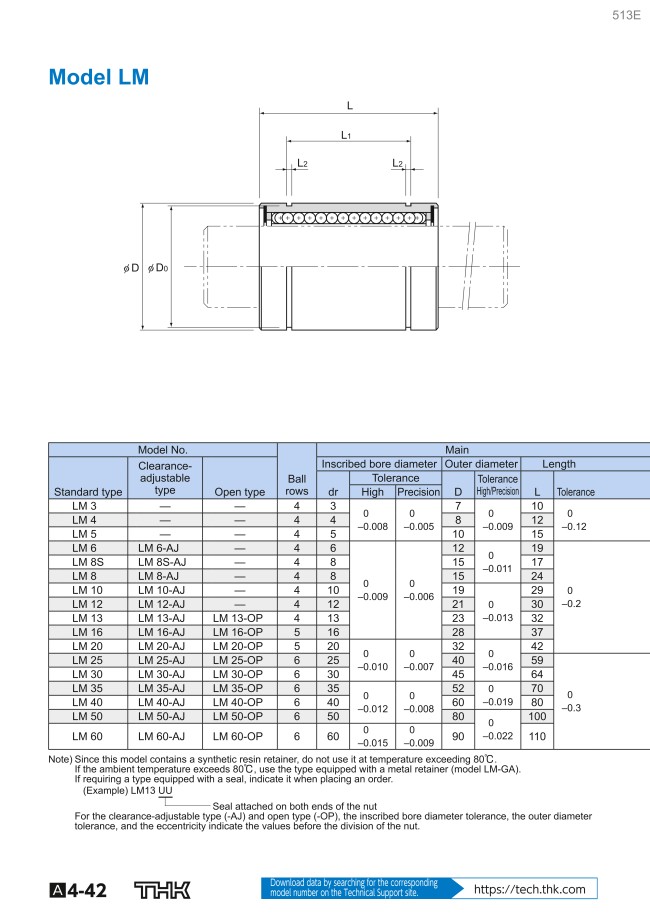 LM30UU | Linear Ball Bearing - For g6 Metric Shaft, Single, LM Series ...