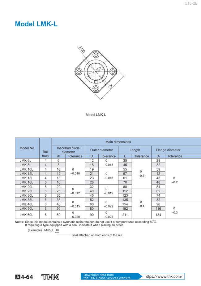 LMK20LUU | Rectangular Flanged Linear Ball Bearing - For g6 Metric ...