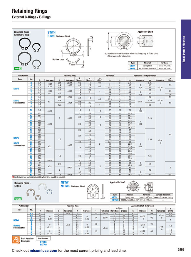 Retaining Rings - External, E-Type | MISUMI | MISUMI