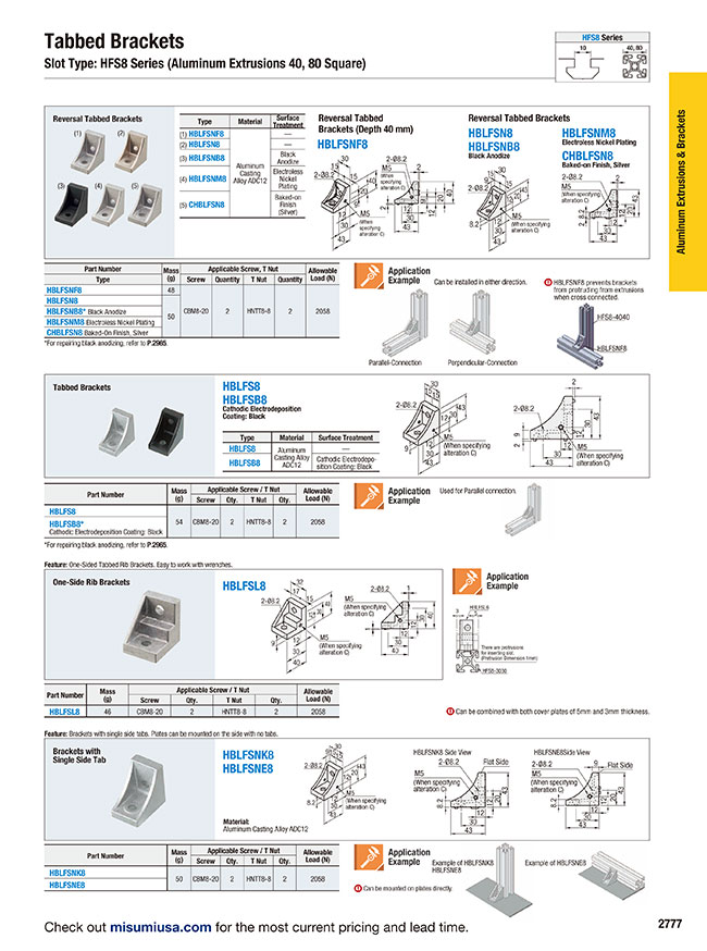 Brackets - 8 Series, Reversal Brackets, with Tab | MISUMI | MISUMI
