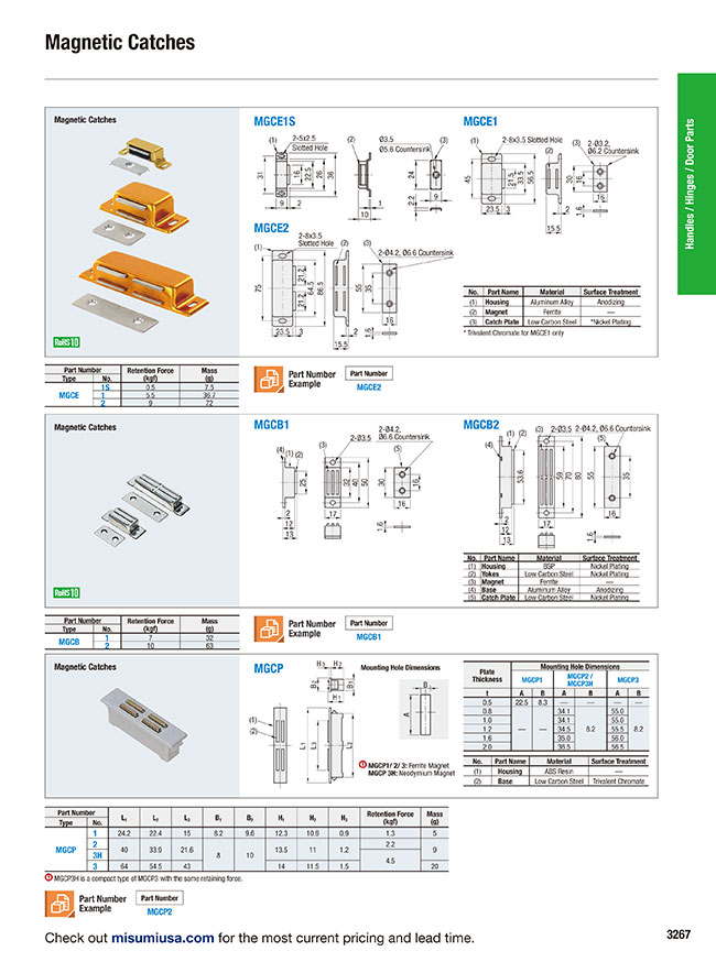 MGCE1 | Magnetic Catches - Ferrite Magnet | MISUMI | MISUMI